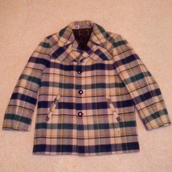 Pendleton | Jackets & Coats | Pendleton Wool Coat Green Plaid Heavy ...